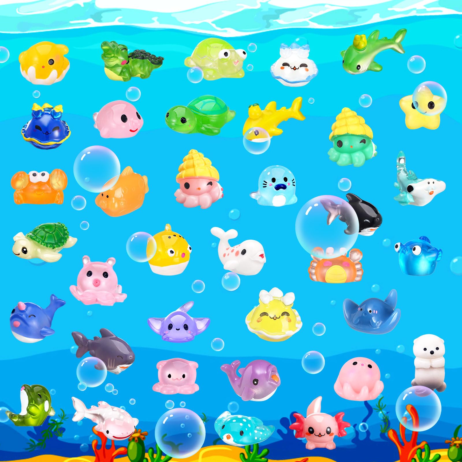Amazon.com: Colingmill 130 Pcs Resin Ocean Themed Mini Resin Figures ...