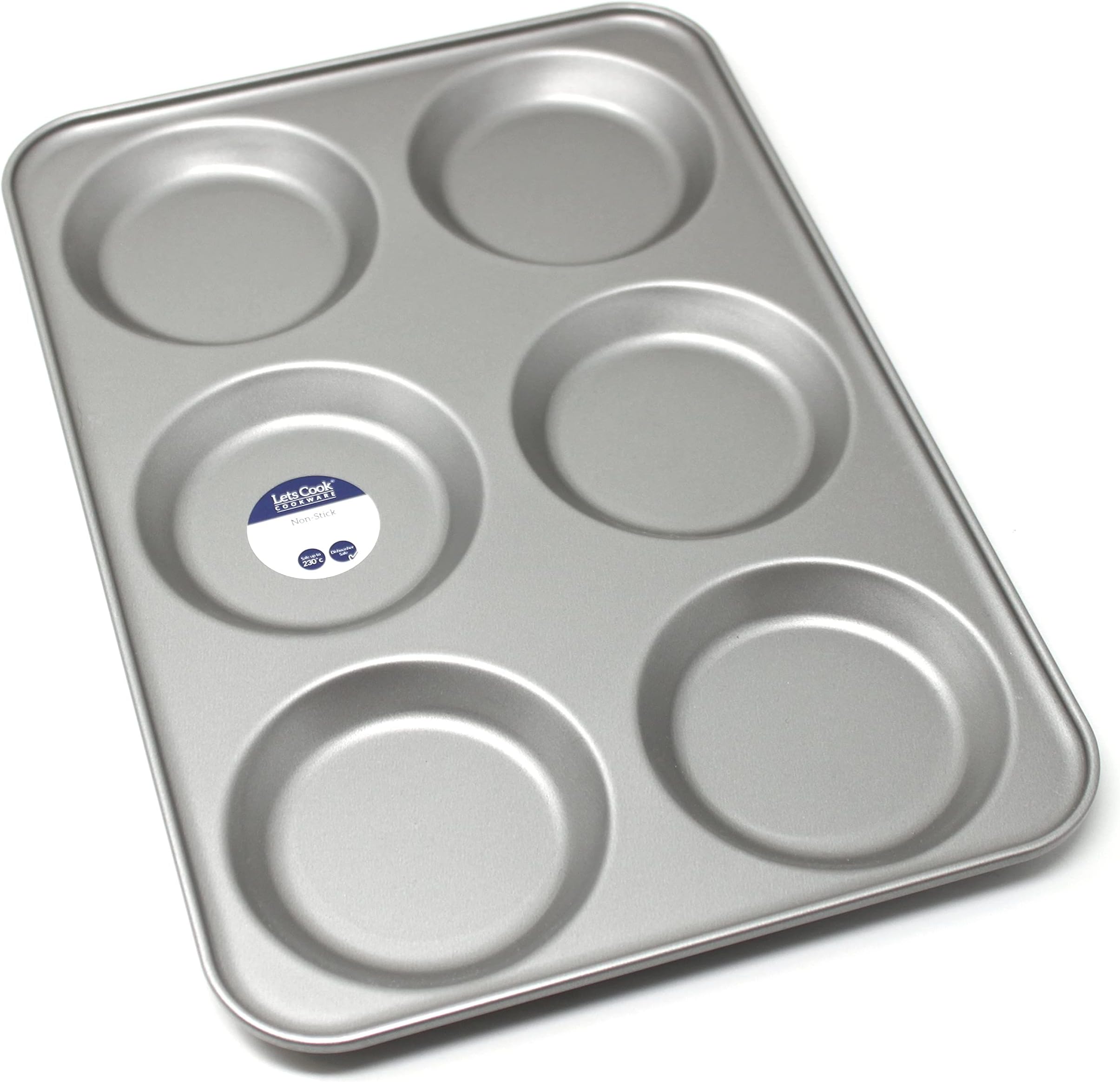 Lets Cook Cookware Professional 6 Hole Yorkshire Pudding Tray, Heavy ...