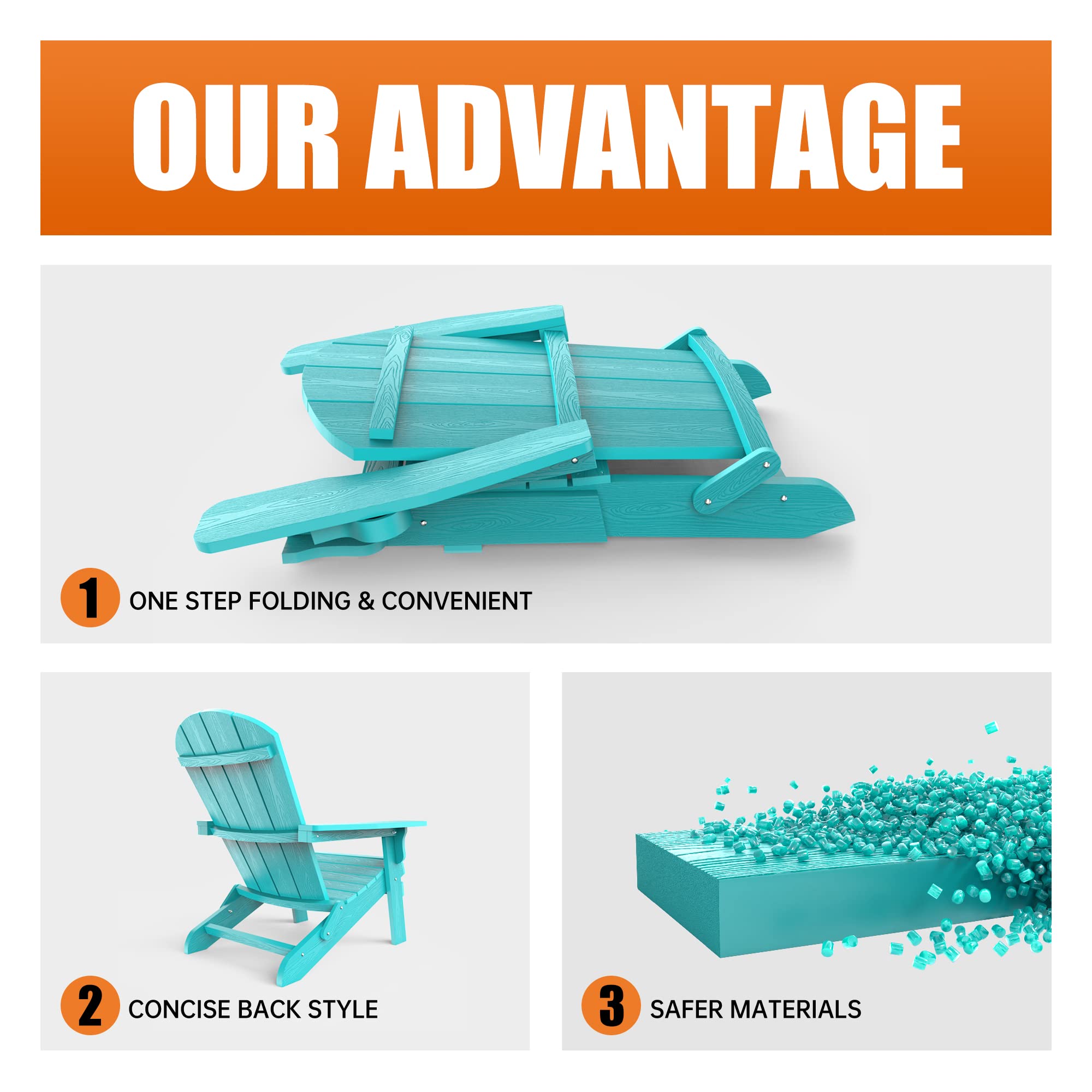 Snapklik.com : YEFU Adirondack Chair Set Of 2, Folding Oversized ...