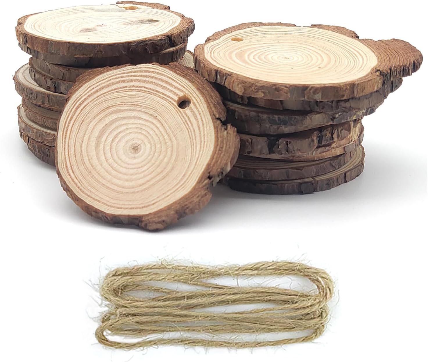 ALLY-MAGIC Natural Wood Slices 6-7cm Unfinished Predrilled Log Discs ...
