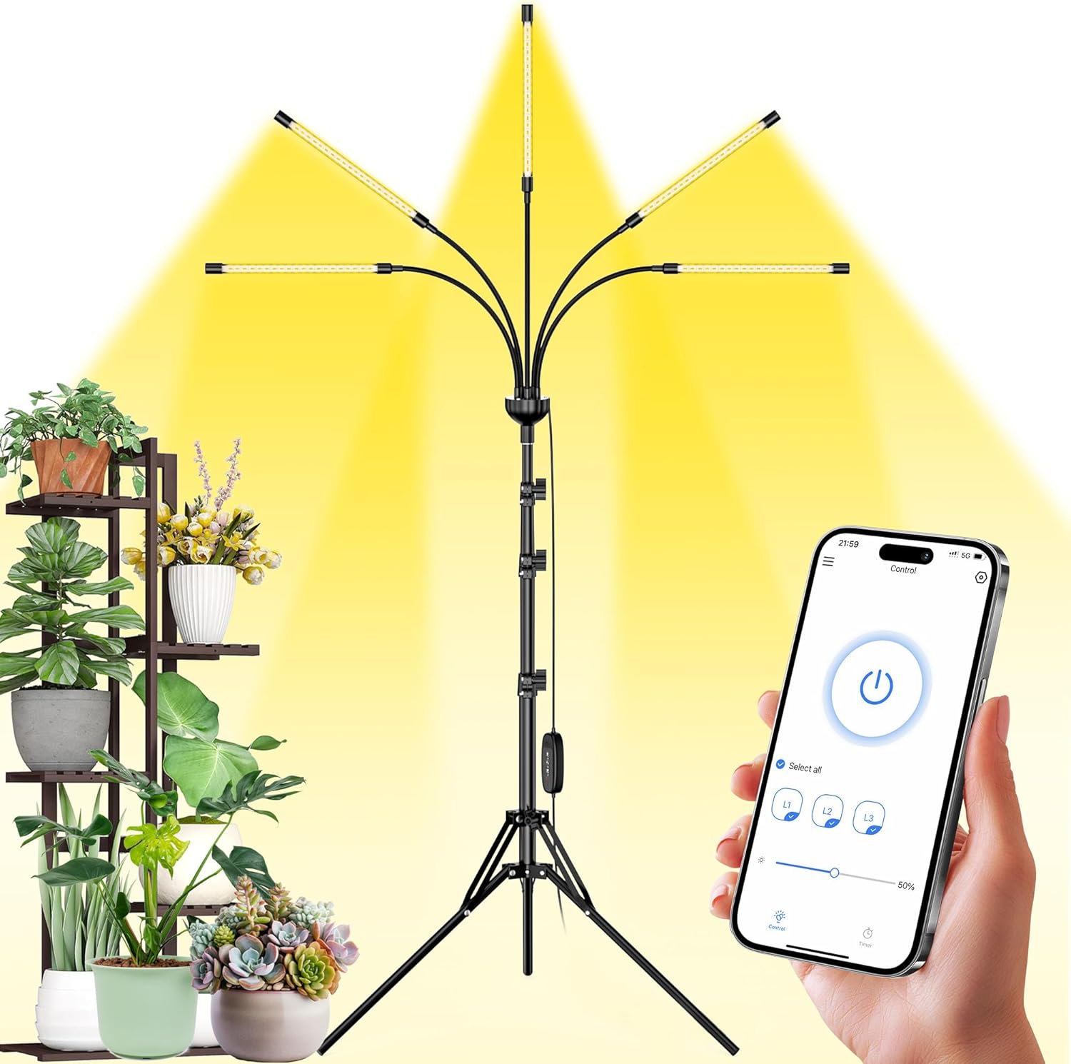 Amazon.com: Szspfq Grow Lights for Indoor Plants Full Spectrum,Smart ...