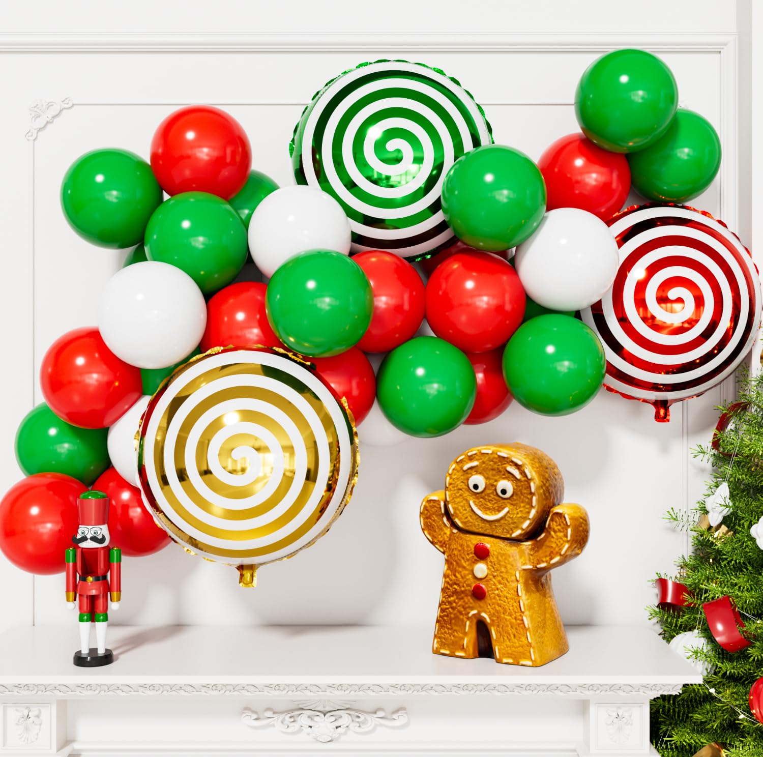 Amazon.com: Haolongfa Christmas Balloons, 50 Pcs 12 Inch Red Green ...