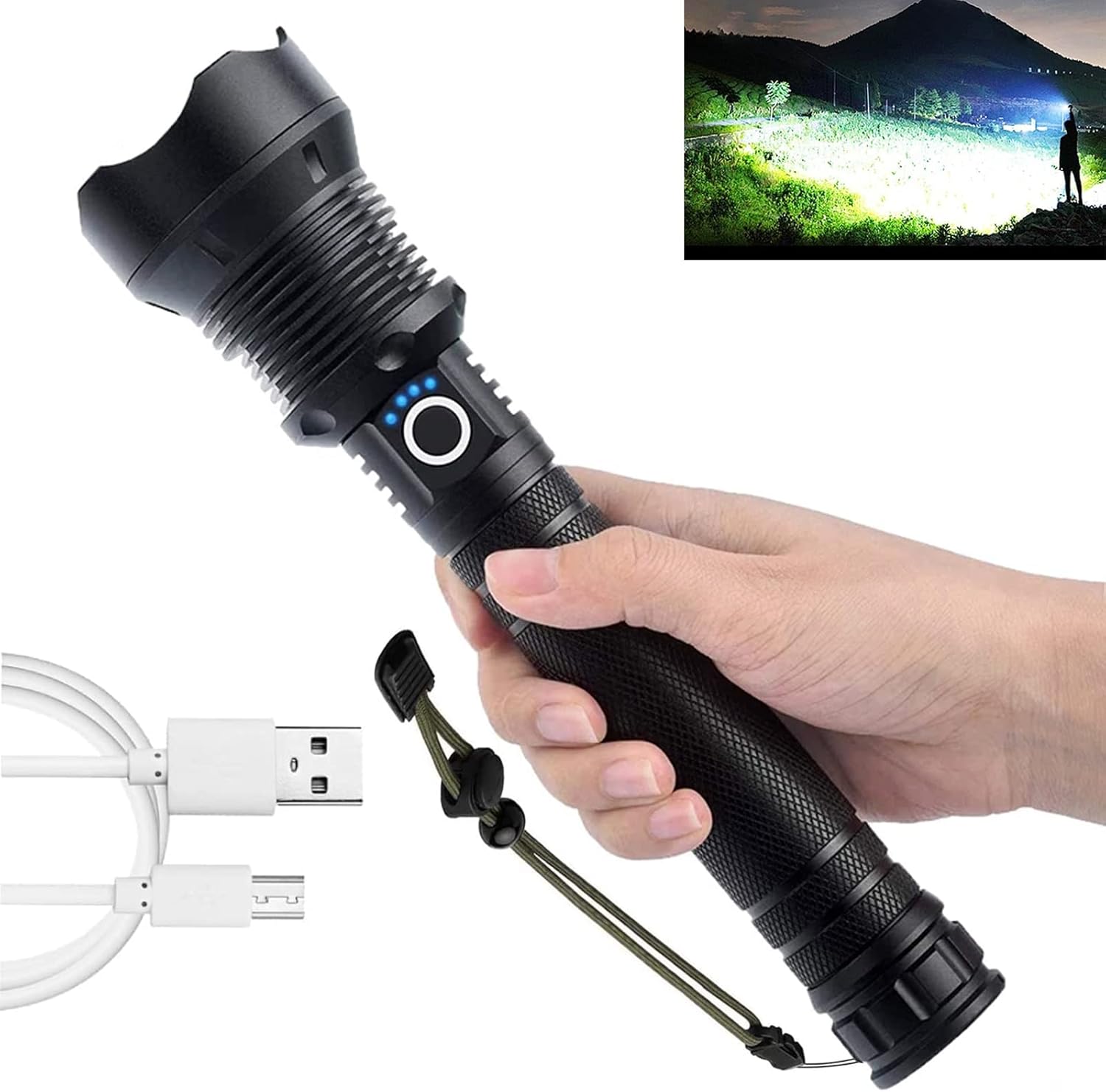 SUNOVI Super Bright Rechargeable LED Flashlights, 90000 Lumens Handheld ...