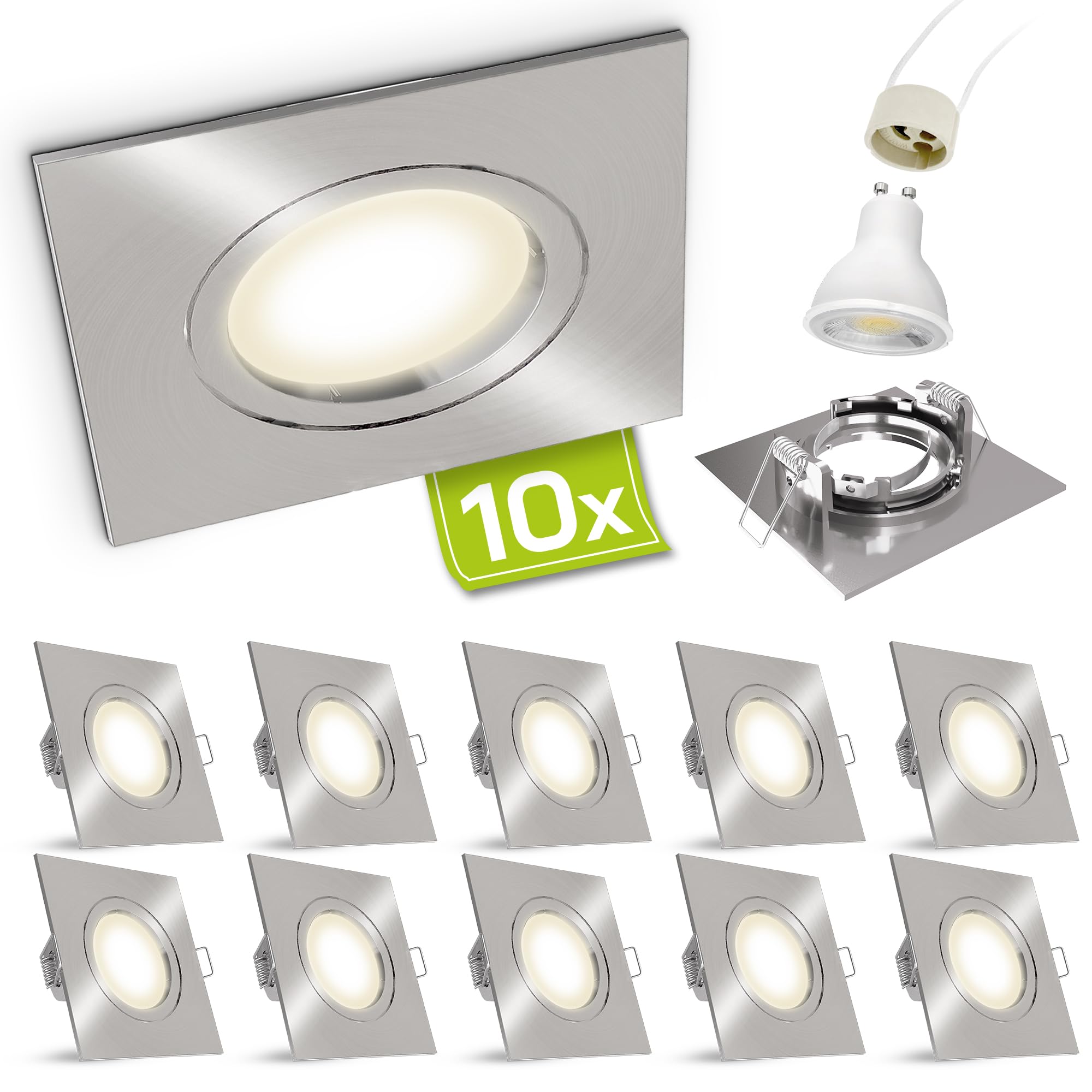 10 Square Led Recessed Lighting ETL Certified Lighting GCN 6 Inch LED