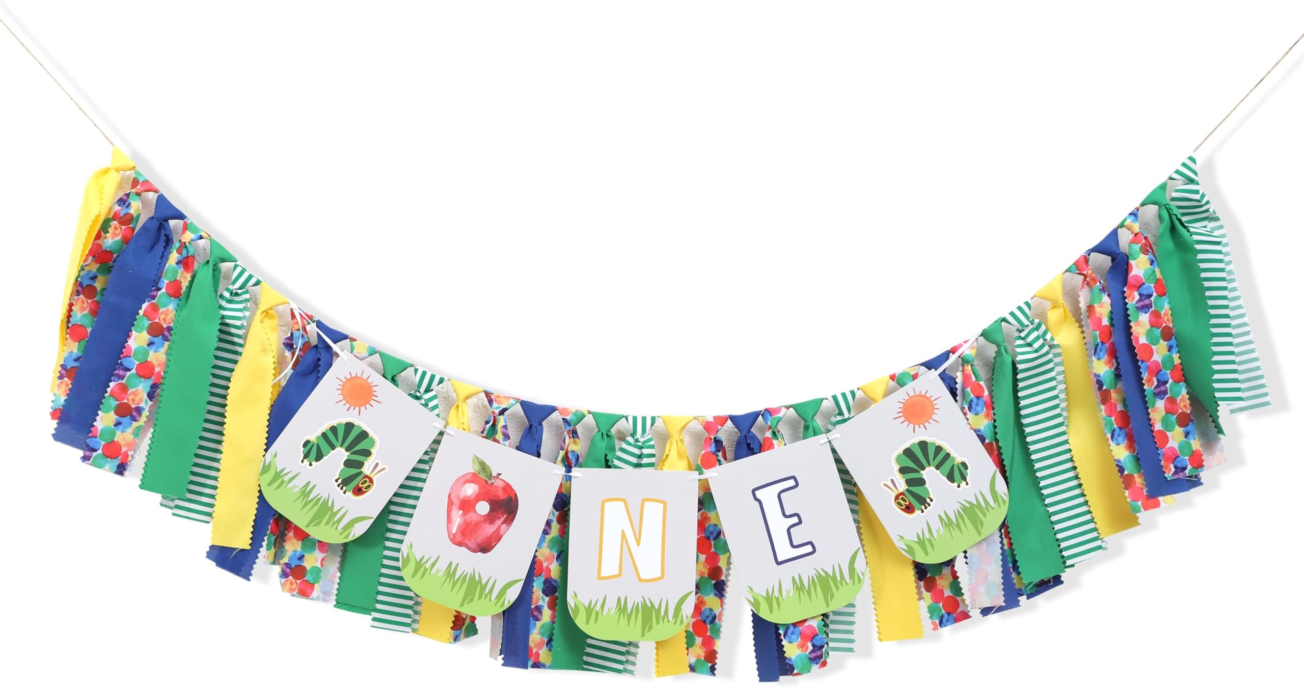 Amazon.com: One Year Old Happy Birthday Hungry Caterpillar Theme Banner ...