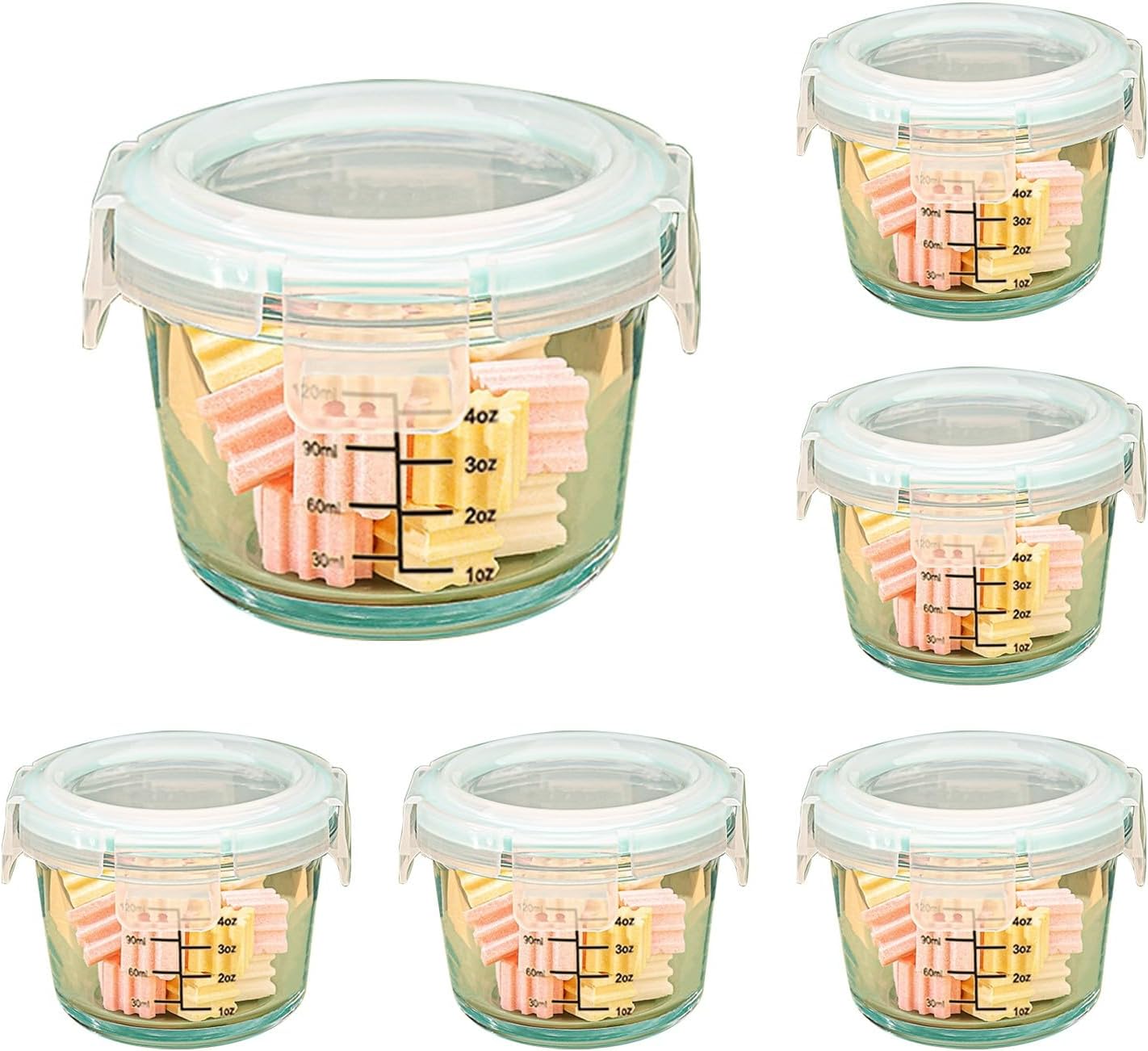 Amazon.com: WEMUBSU Small Glass Containers with Lids, 6 Pack 6 oz To Go ...