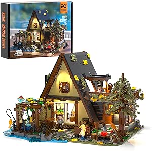 Amazon.com: FUNWHOLE A-Frame Cabin Lighting Building Bricks Set - 2061 ...