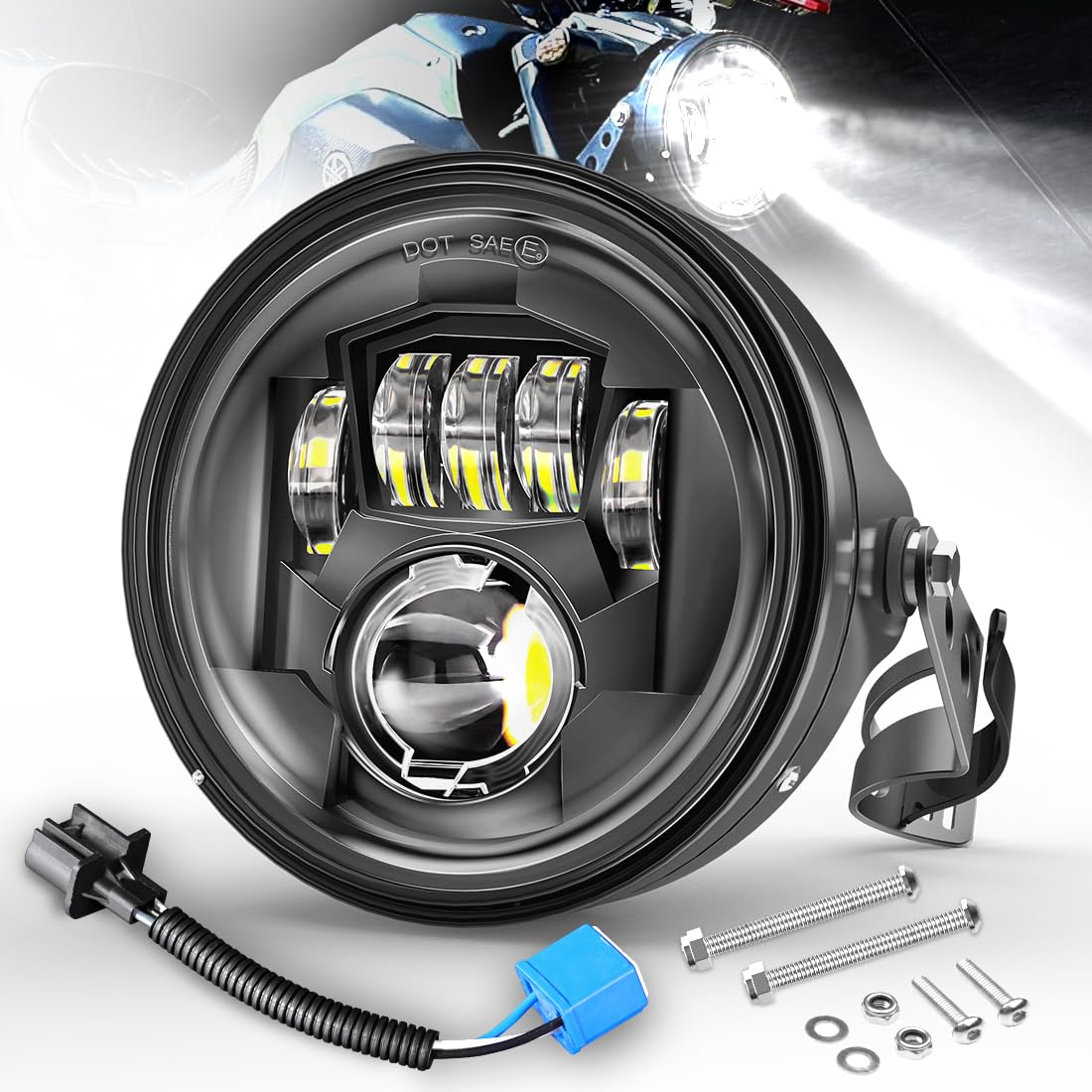 Amazon.com: BWCarid 7" Inch LED Motorcycle Headlight with Housing ...