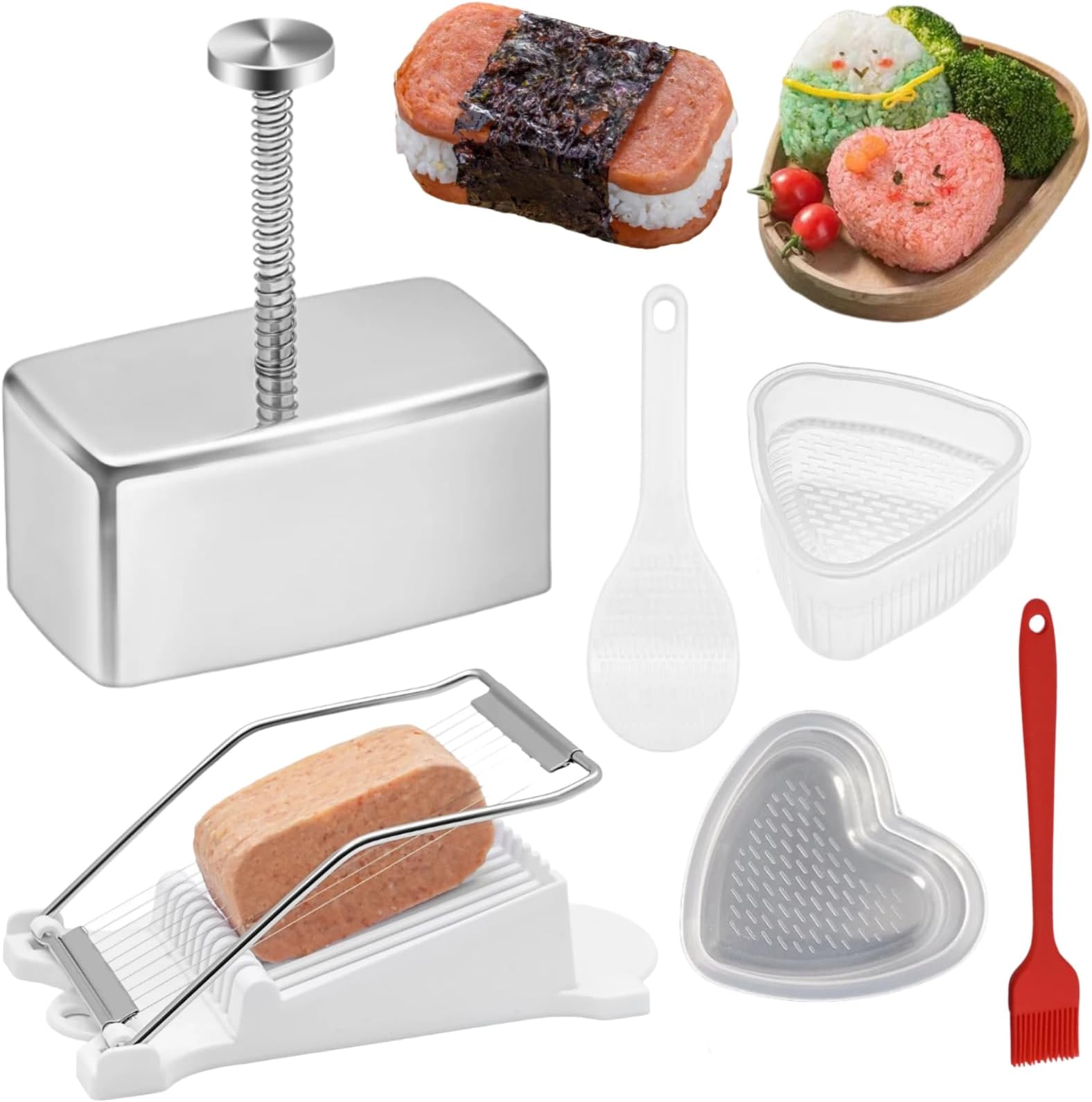 Amazon.com | Onigiri Mold Set Stainless Steel Musubi Press Mold Spam ...