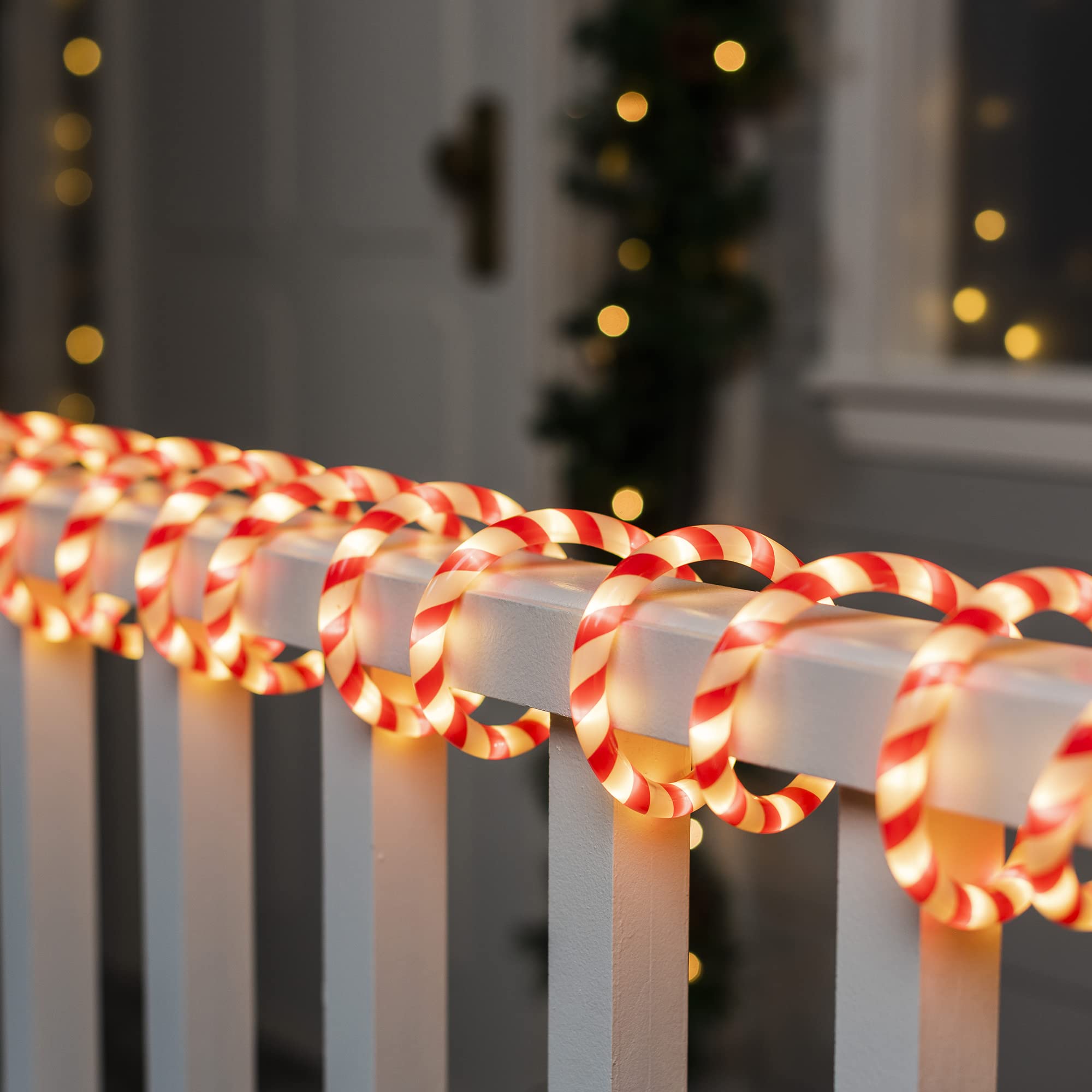 Joiedomi 40FT LED Candy Cane Rope Lights, Waterproof Outdoor 360 LED ...