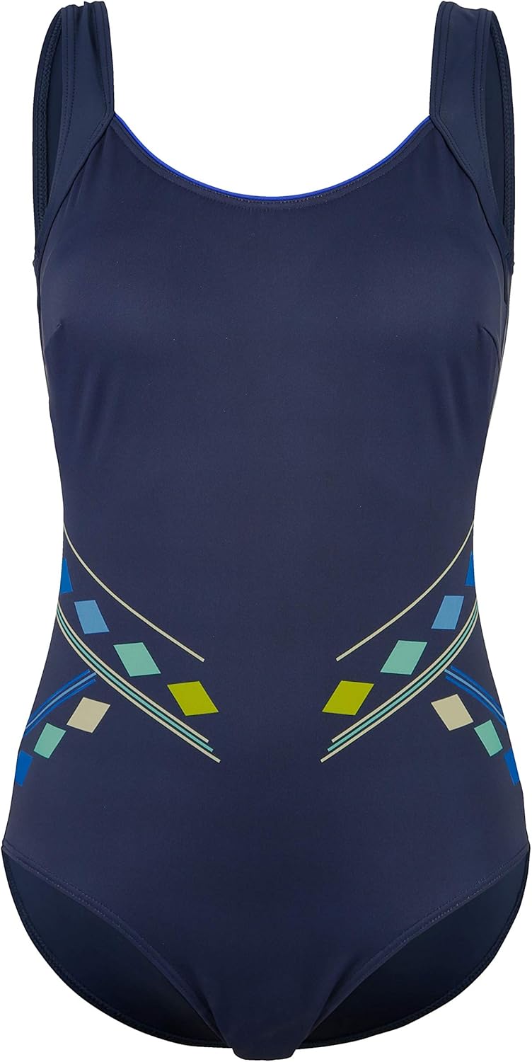 Maritim Badeanzug mit grafischem Druck-Motiv Marineblau : Amazon.de