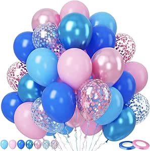 Amazon.com: Paready Pink and Blue Balloon Set - 50Pcs 12 Inch Pastel Confetti, Royal and ...