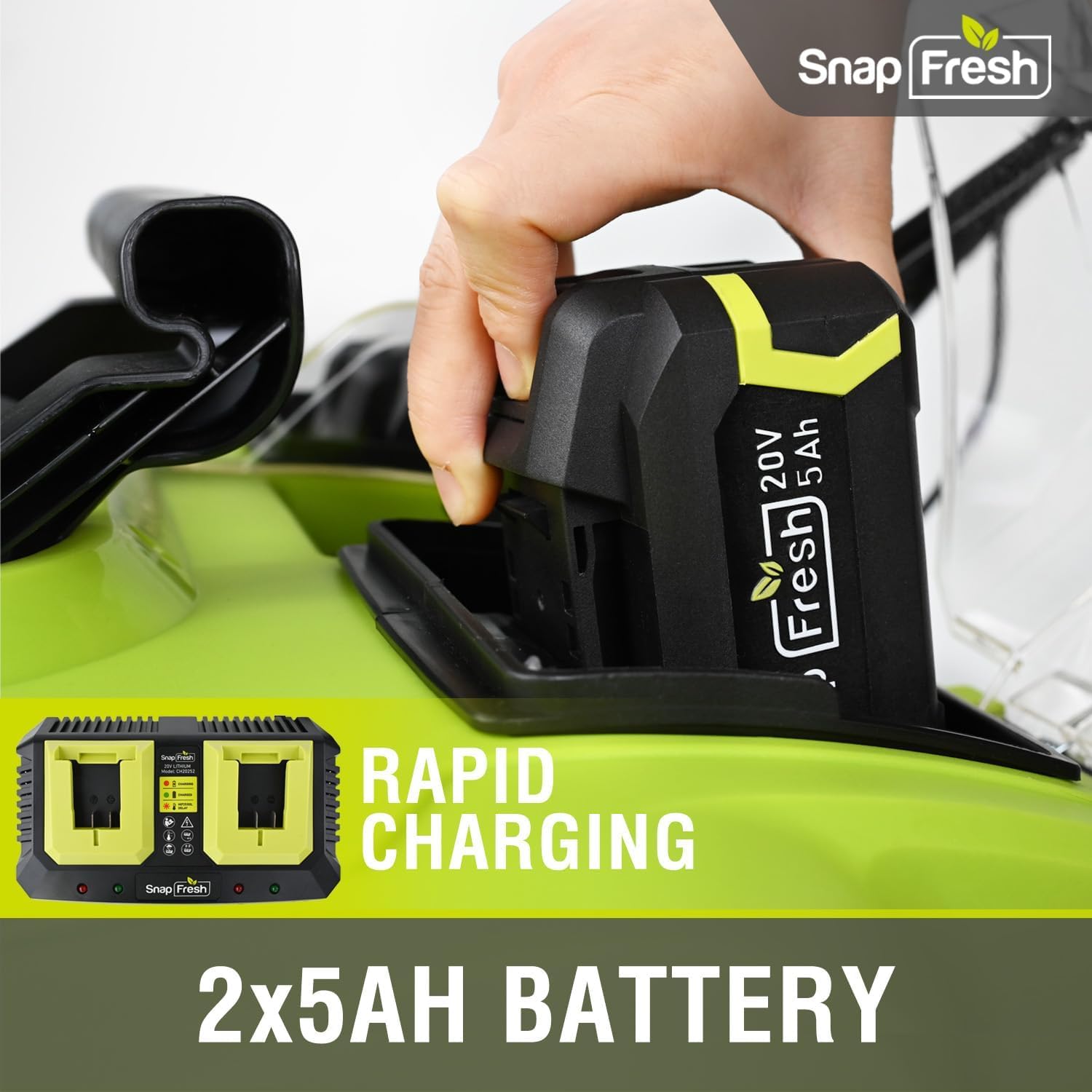 Snapklik.com : SnapFresh 40V Electric Snow Blower Cordless - 2 X 5.0Ah ...