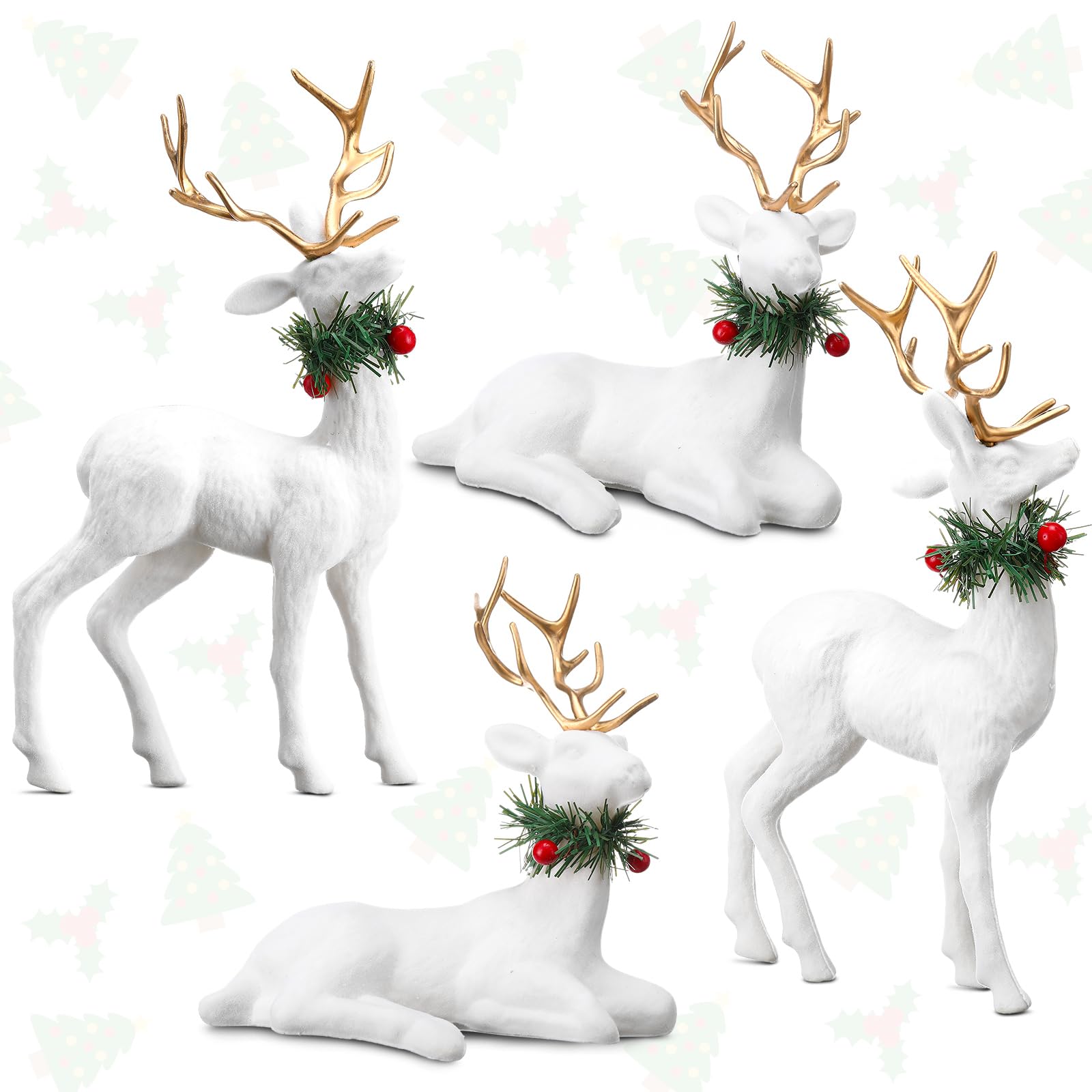 Amazon.com: Wesiti 4 Pcs Christmas Reindeer Decoration Flocking ...