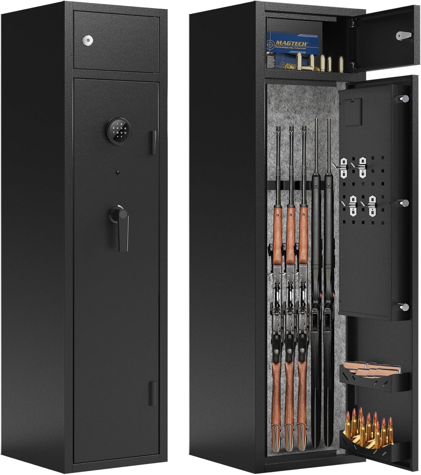 Xyvaly 5-6 Gun Safe for Rifles and Pistols with Lockable Cabinet, Large ...