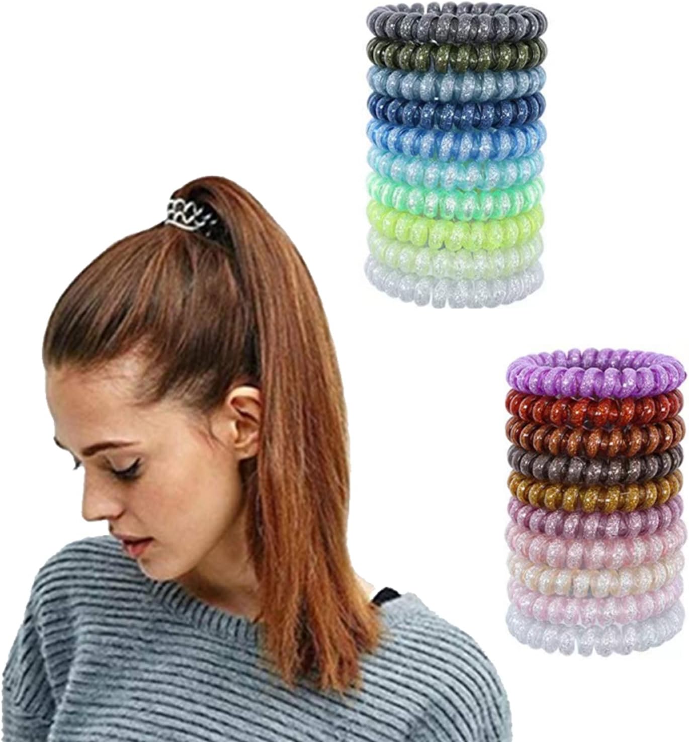 Amazon.com : Elastic Hair Ties,Hairs Ties for Women, Aujzoo 20Pcs ...