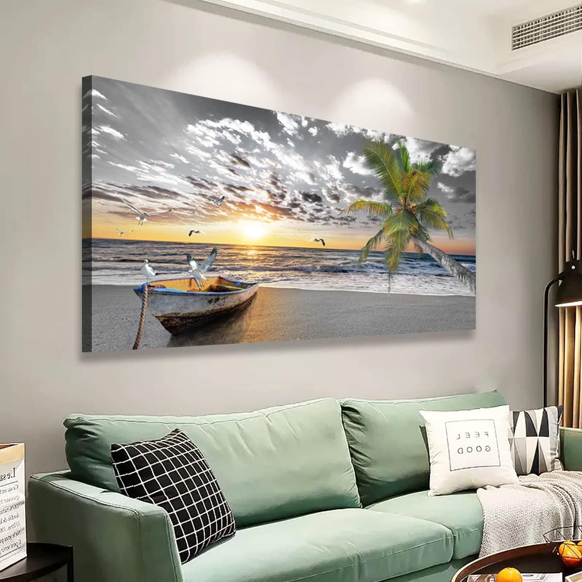 Amazon.com: Canvas Wall Art Black and White Beach Palms Prints ...