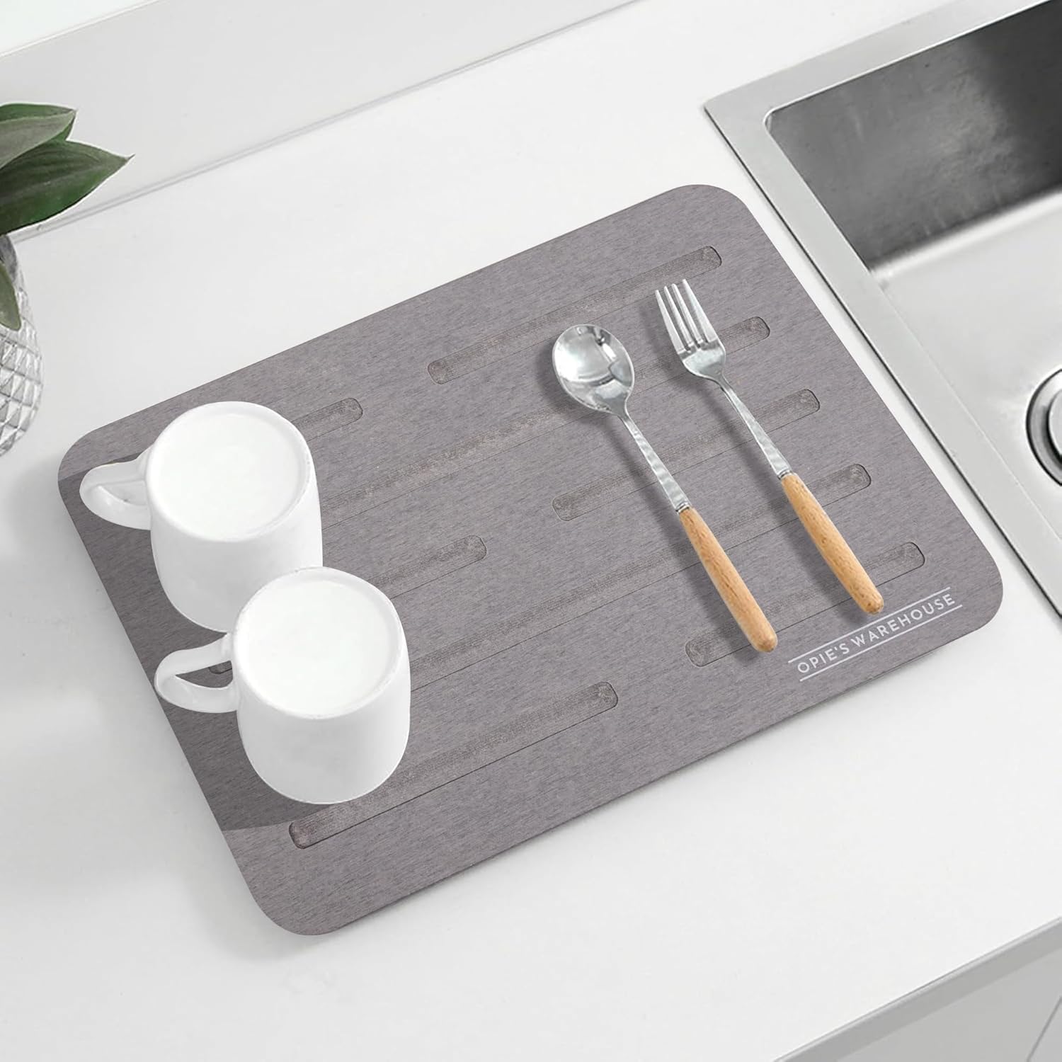 Amazon.com: Opie's Warehouse Quick Dry Stone Dish Mat | Diatomaceous ...