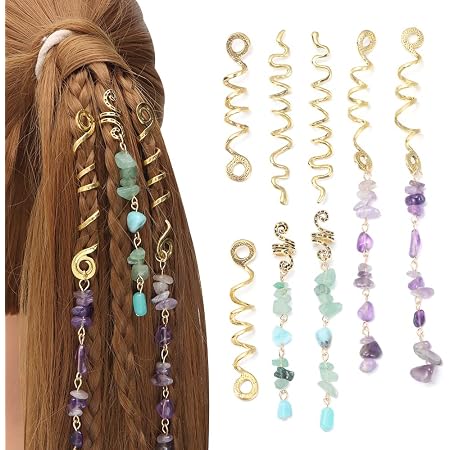 Amazon.com : 40Pcs Hair Jewelry for Braids, hoyuwak Natural Colored ...