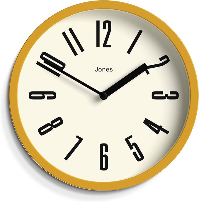 Amazon.com: JONES CLOCKS Modern Matt Yellow Wall Clock - Small Round ...