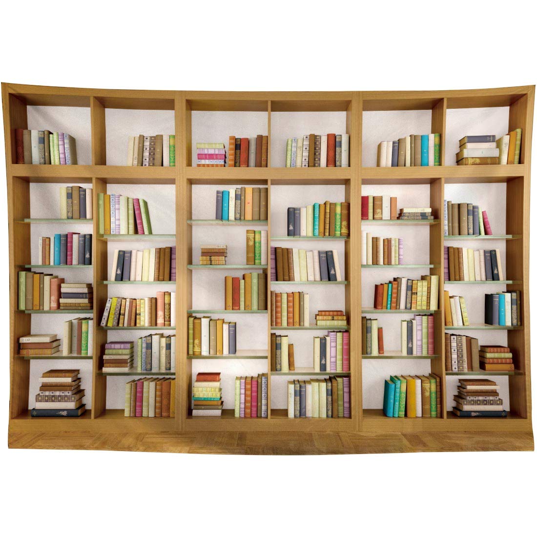 Buy Allenjoy 7x5ft Wooden Library Bookshelf Backdrop for Office Zoom ...