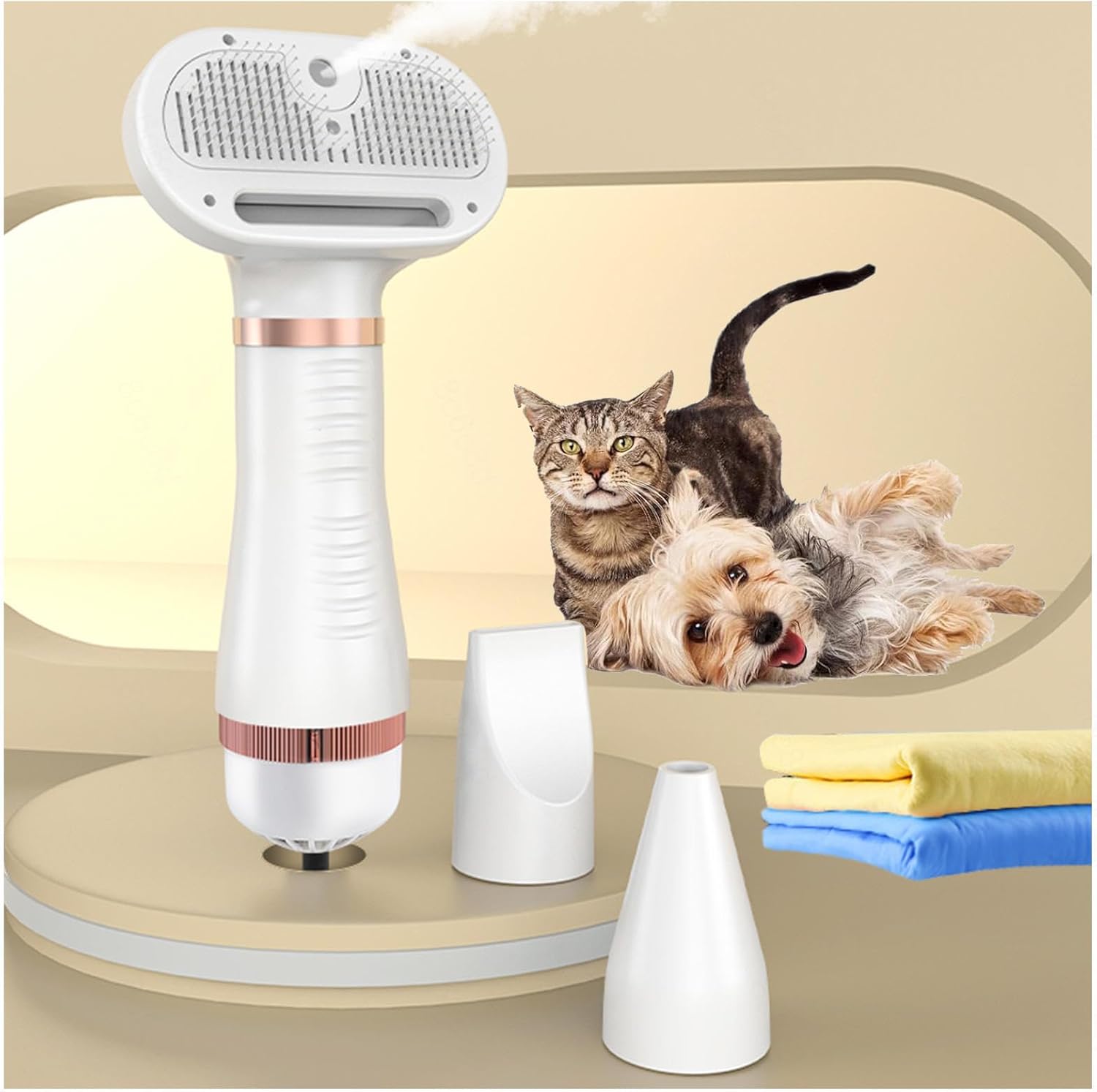 Steam Brush for Dogs, 4 in 1 Portable with Steam Slicker Brush,3 Heat ...