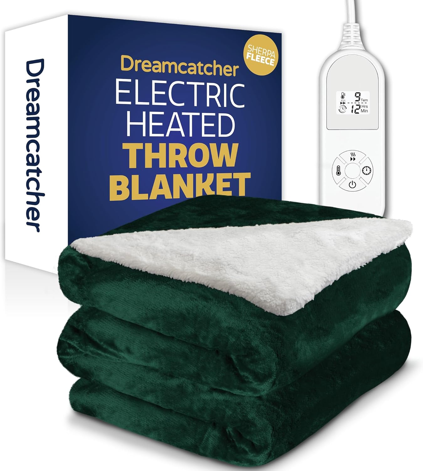 Dreamcatcher Green Heated Throw Electric Blanket, 160 x 120cm Heated ...
