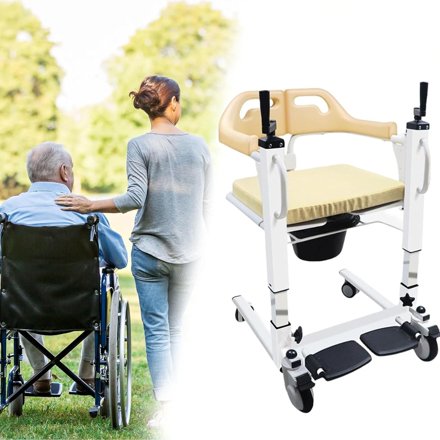 Patient Lift Transfer Chair, Transfer Chair with 180° Split Seat ...