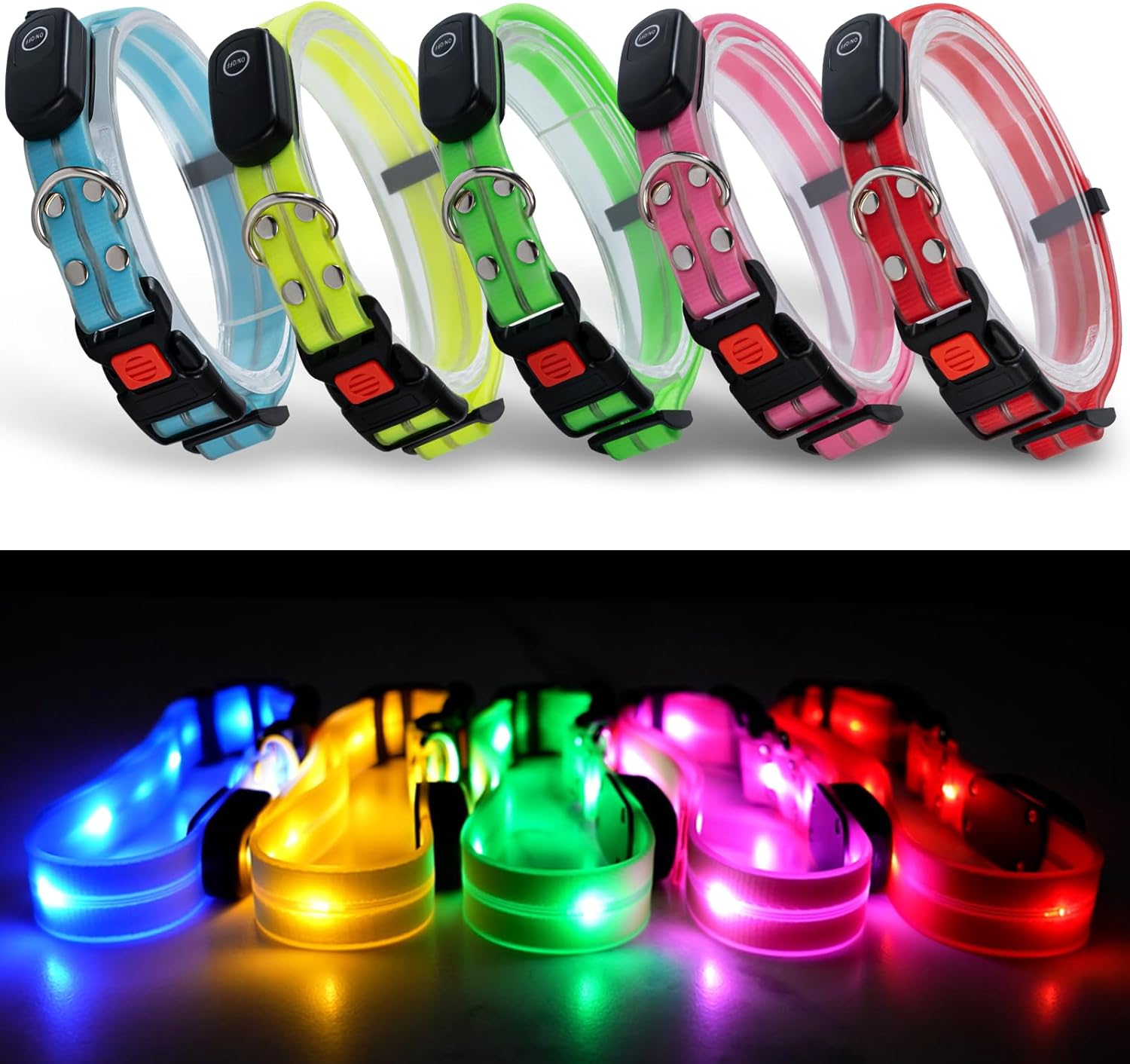 Amazon.com : ROUWINNE LED Dog Collars USB Rechargeable, Lighted Dog ...