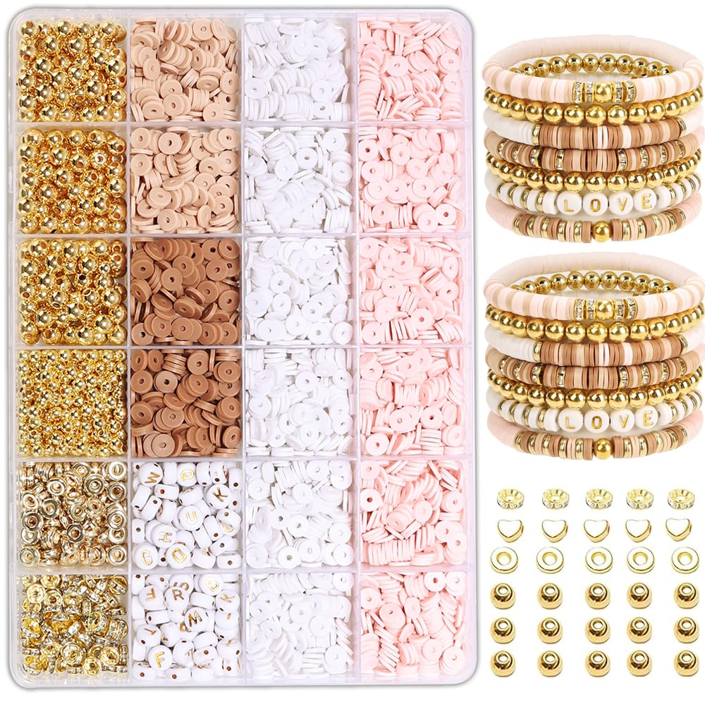 Amazon.com: LFLIUN Bracelet Making Kit Gold Beads Clay Beads Jewelry ...
