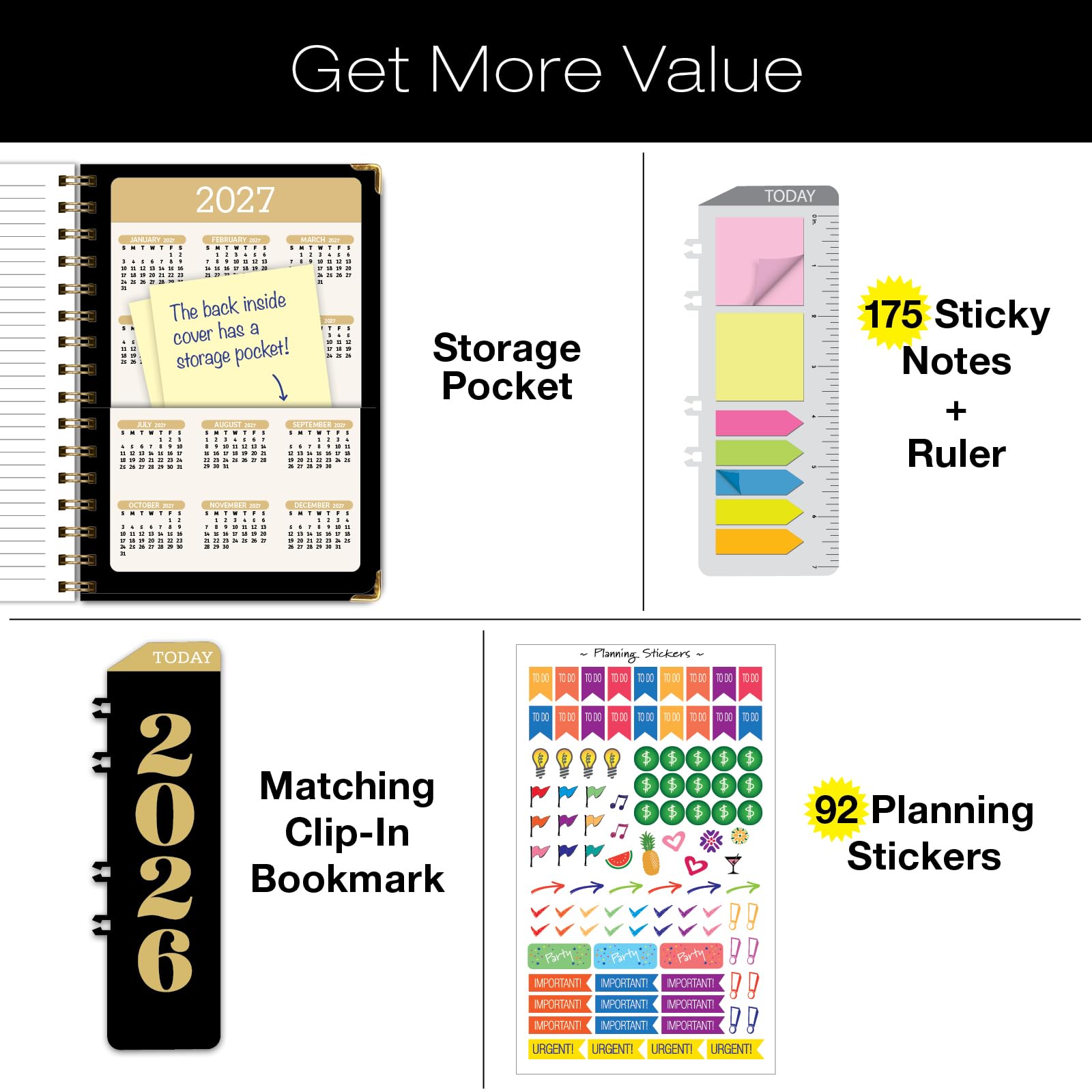 Snapklik.com : HARDCOVER 2026 Planner, 5.5"x8": 14 Months