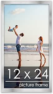 Amazon.com - 12x24 Frame Silver Pewter Wood Picture Frame with UV ...