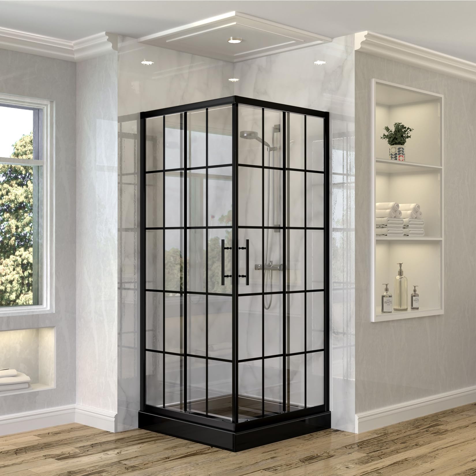 CKB Corner Shower Enclosure, 36 in. L x 36 in. W x 72 in. H, 1/4 inch ...