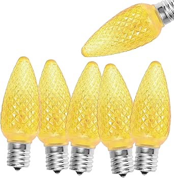 Jawtach C9 LED Christmas Light Bulbs - 5 Pack C9 LED Bulbs Yellow for ...