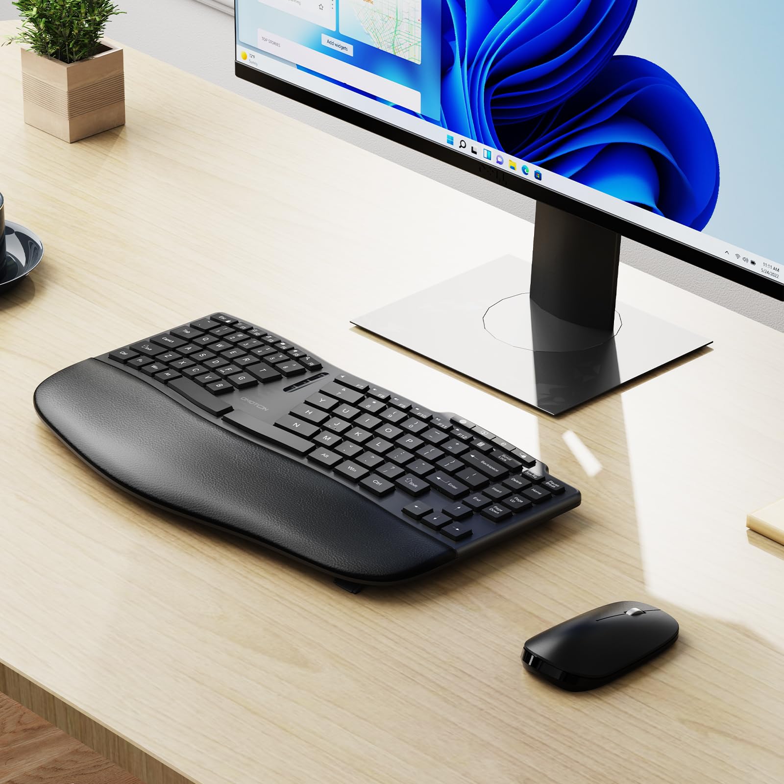 Snapklik.com : Ergonomic Wireless Keyboard, Cushioned Wrist Rest ...