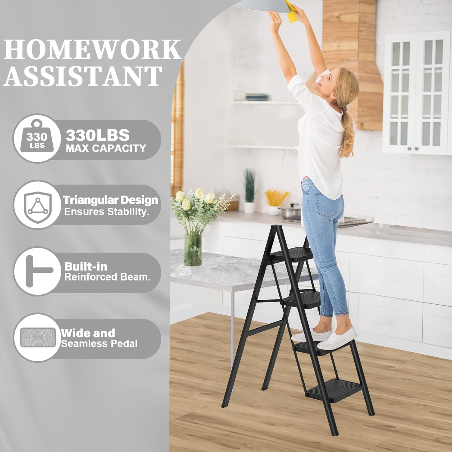 Snapklik.com : Step Ladder, 4 Step Ladder Folding Step Stool, Portable ...