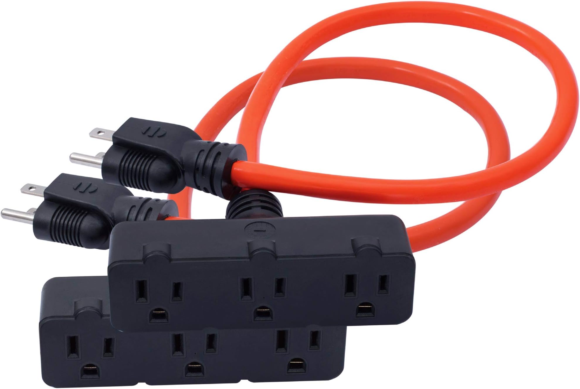 KMC 3-Outlet Power Extension Cord 2-Pack, 12AWG 2-Feet Extension Cord ...