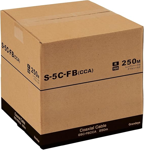 Amazon | 同軸ケーブル 5CFB 防犯カメラ 屋外ケーブル 4K8K 衛星放送受信用ケーブル CATV S-5C-FB(CCA) 250M 1巻 | ノーブランド品 | 防犯・監視 ...
