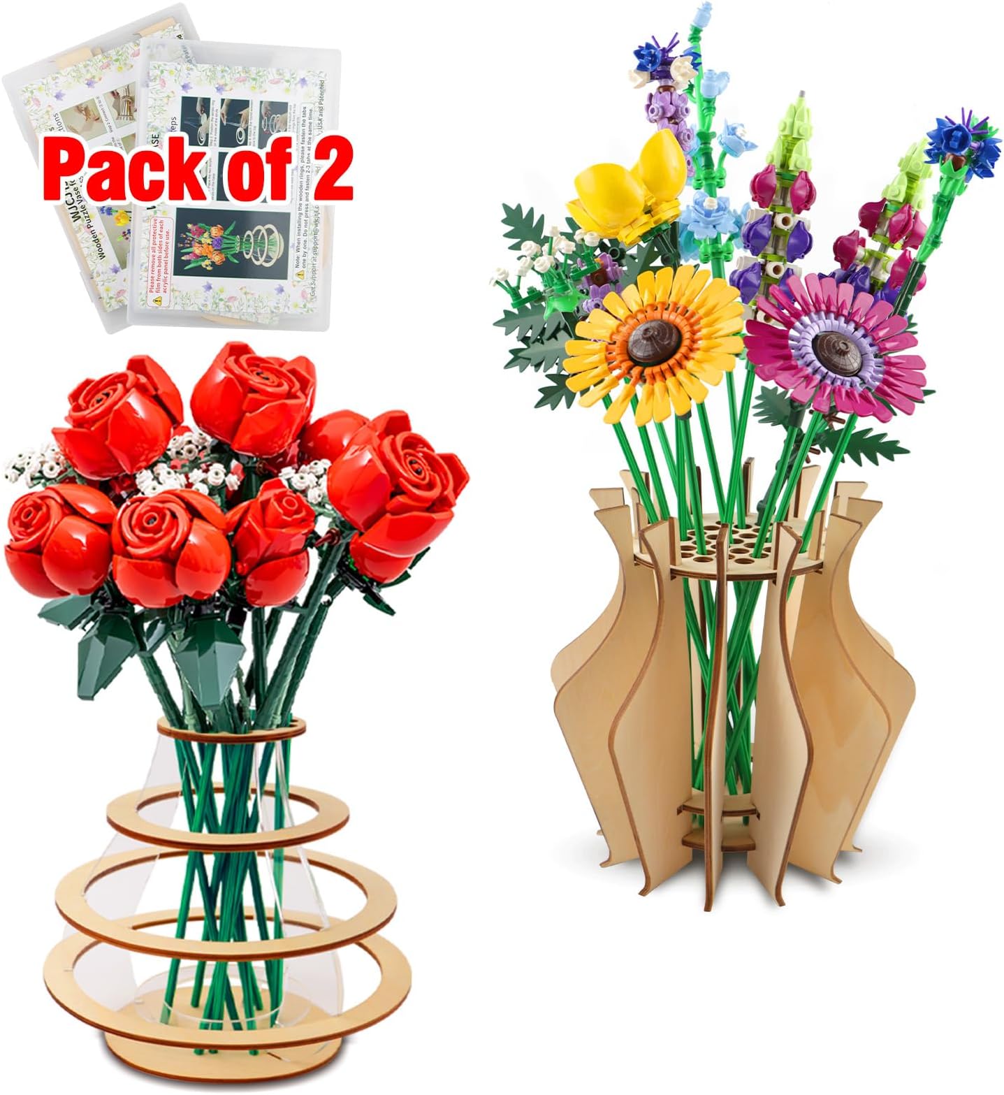 Amazon.com: Vase for Lego Flowers - Floating Rings Flower Vase for Lego ...
