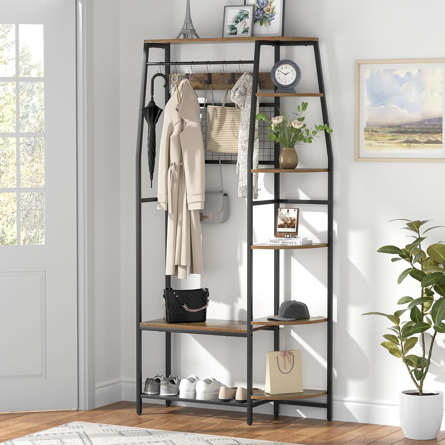 Amazon.com: Giluta Coat Rack, 70" Hall Tree with Bench and Shoe Storage ...