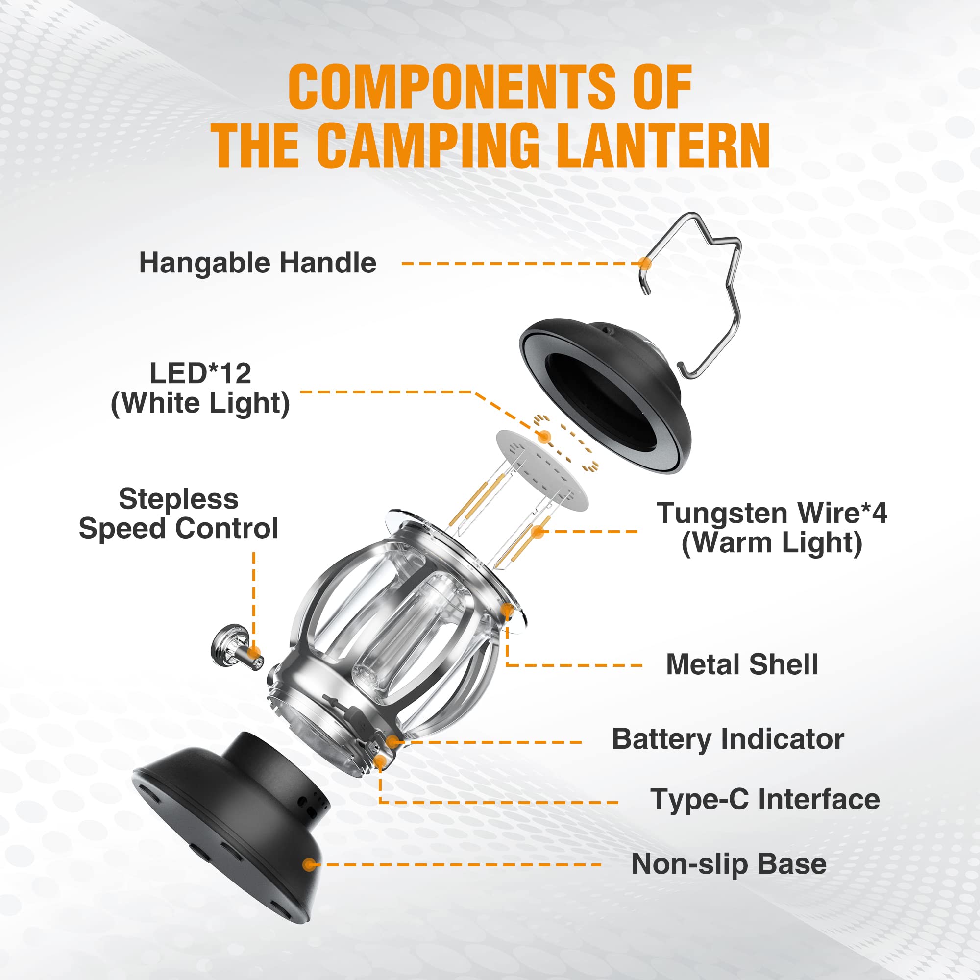 Exploded View Of A Camping Lantern