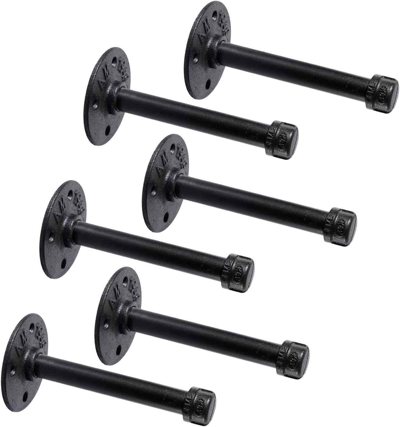 Amazon.com: 3/4" Industrial Black Iron Pipe Shelf Brackets, Rustic Wall ...
