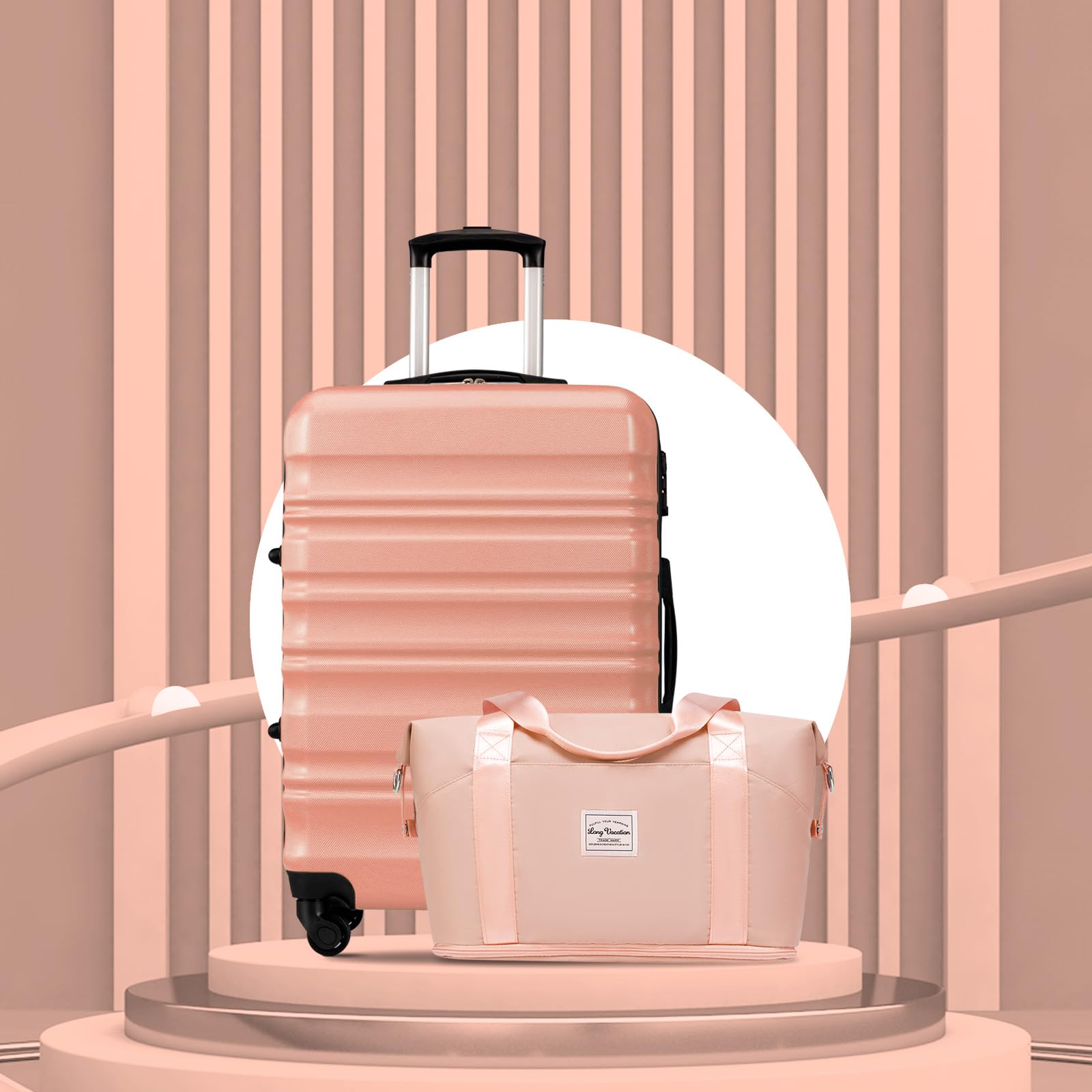 Snapklik.com : LONG VACATION 6 Piece Luggage Set Carry On Suitcase