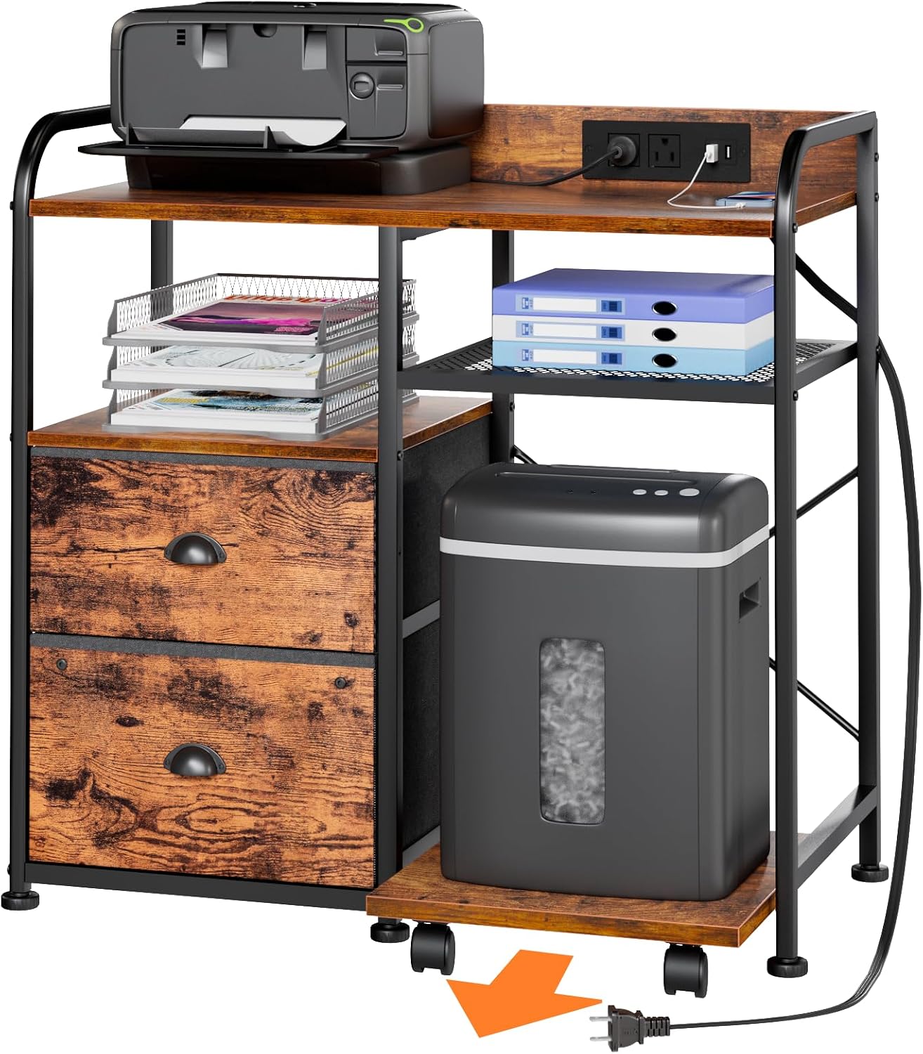 Amazon.com: Furologee Printer Stand with Power Outlet, Lateral File ...