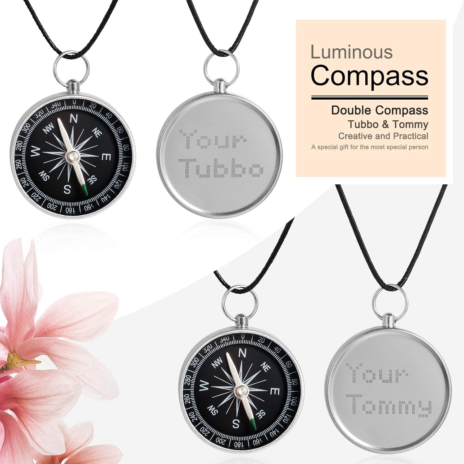 CusGifta (Golden/Silver Color) Compass with Luminous Function, Compass ...