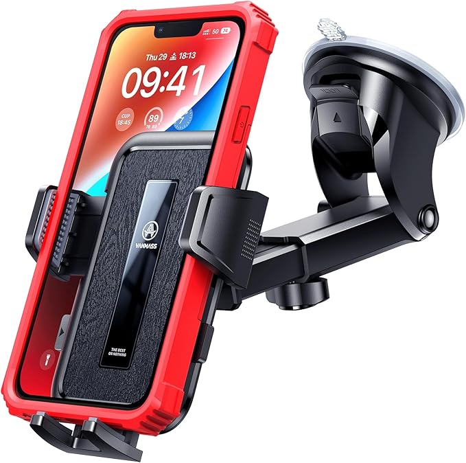 VANMASS Car Phone Holder 2023 [Reusable Suction & Big Heavy Phone ...
