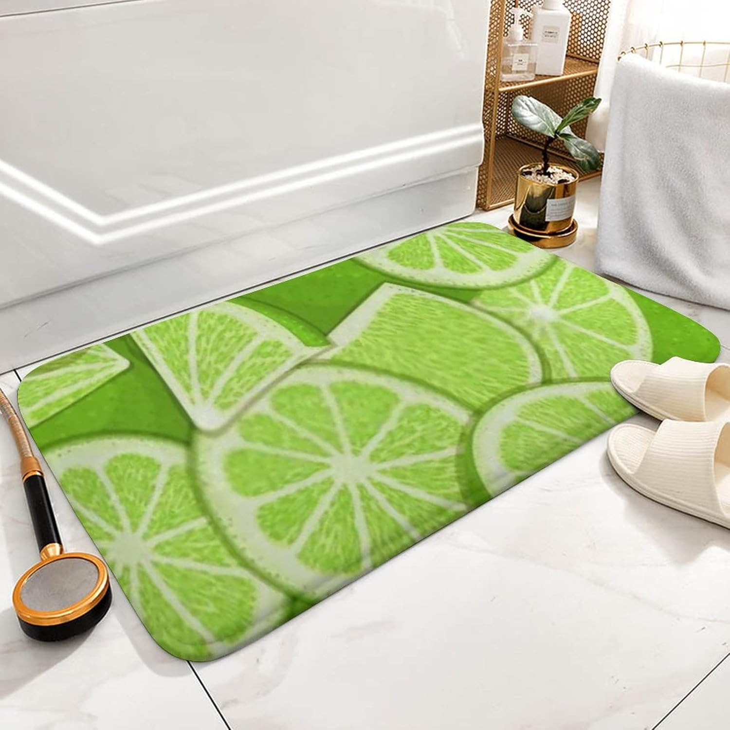 Amazon.com: Tropical Lime Green Lemon Bath Mats Non-Slip Absorbent ...