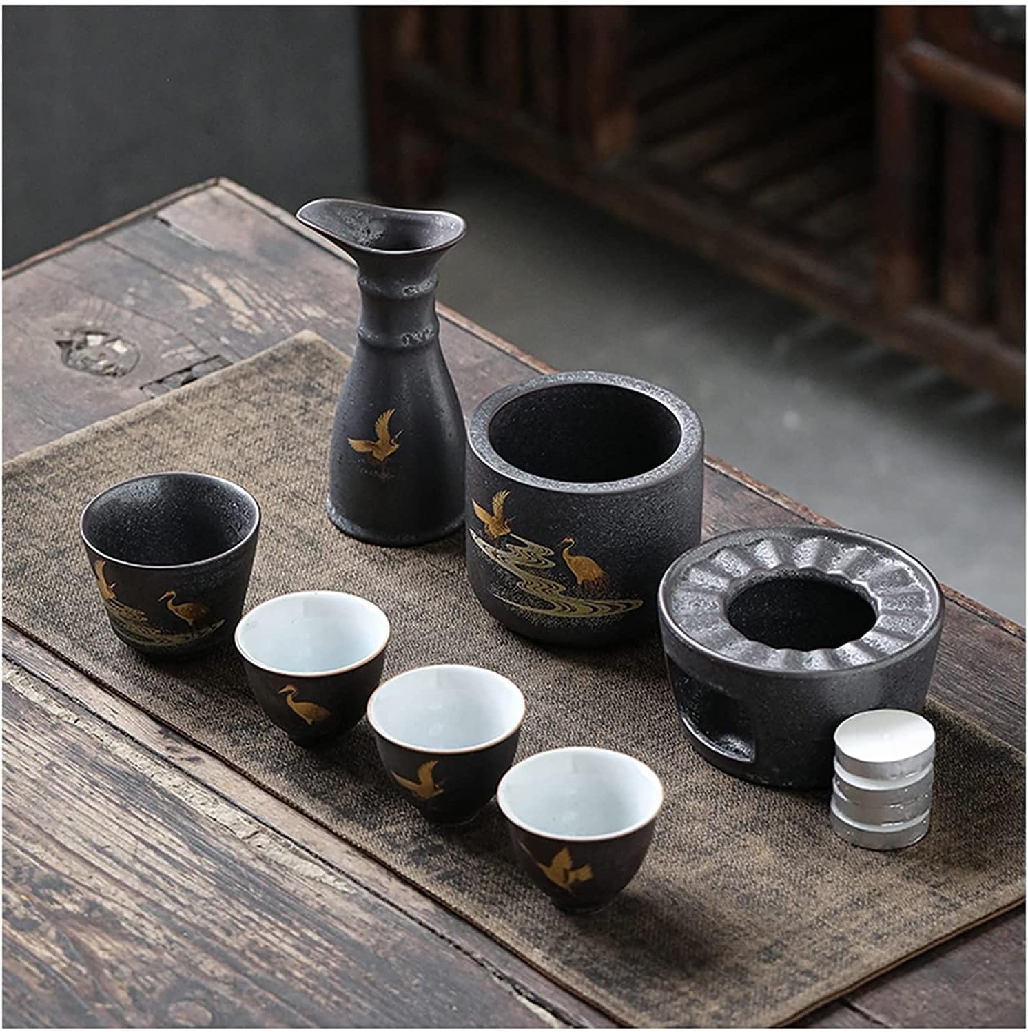 Amazon.com | TCDPR Sake Set with Warmer, Traditional Pottery Hot Saki ...