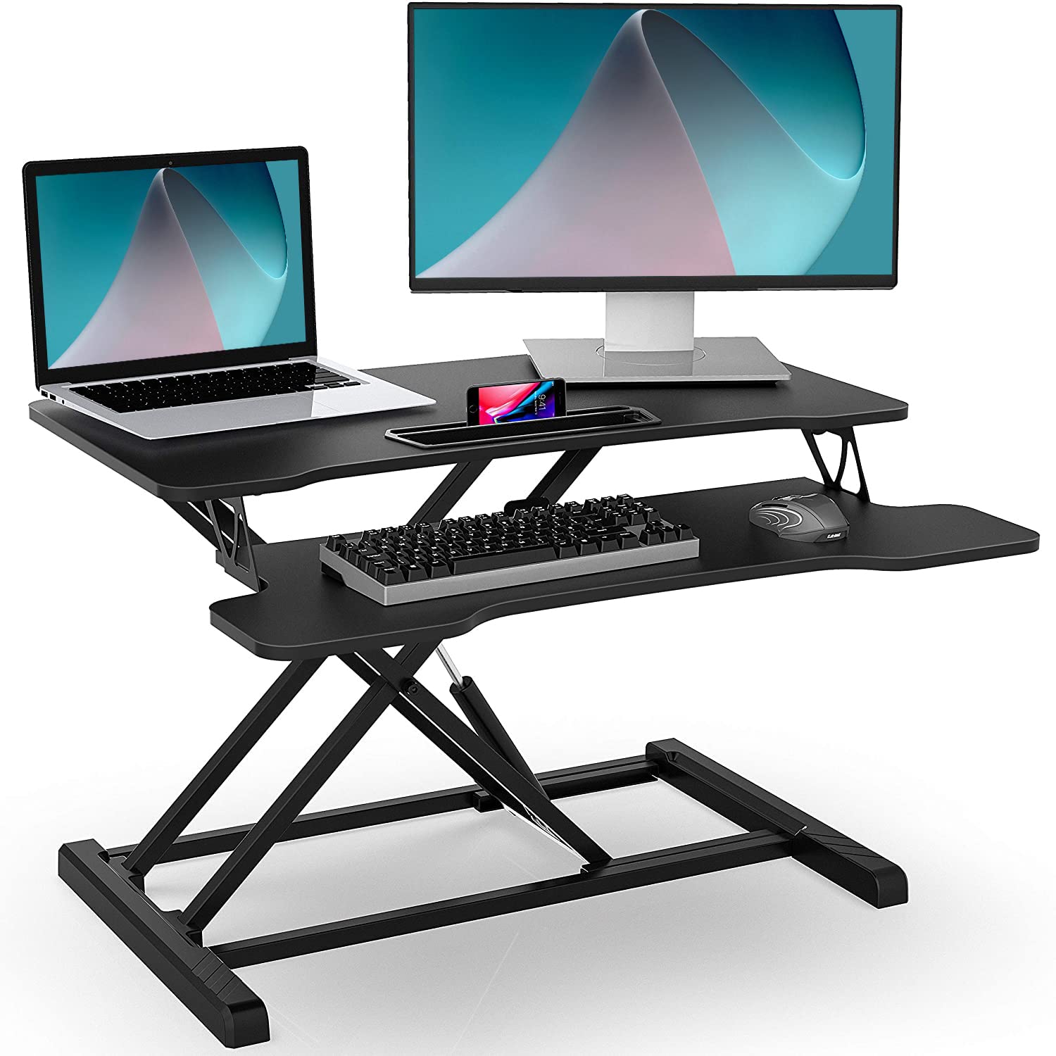 Fenge Height Adjustable Standing Desk Converter 32 Wide Sit To ...