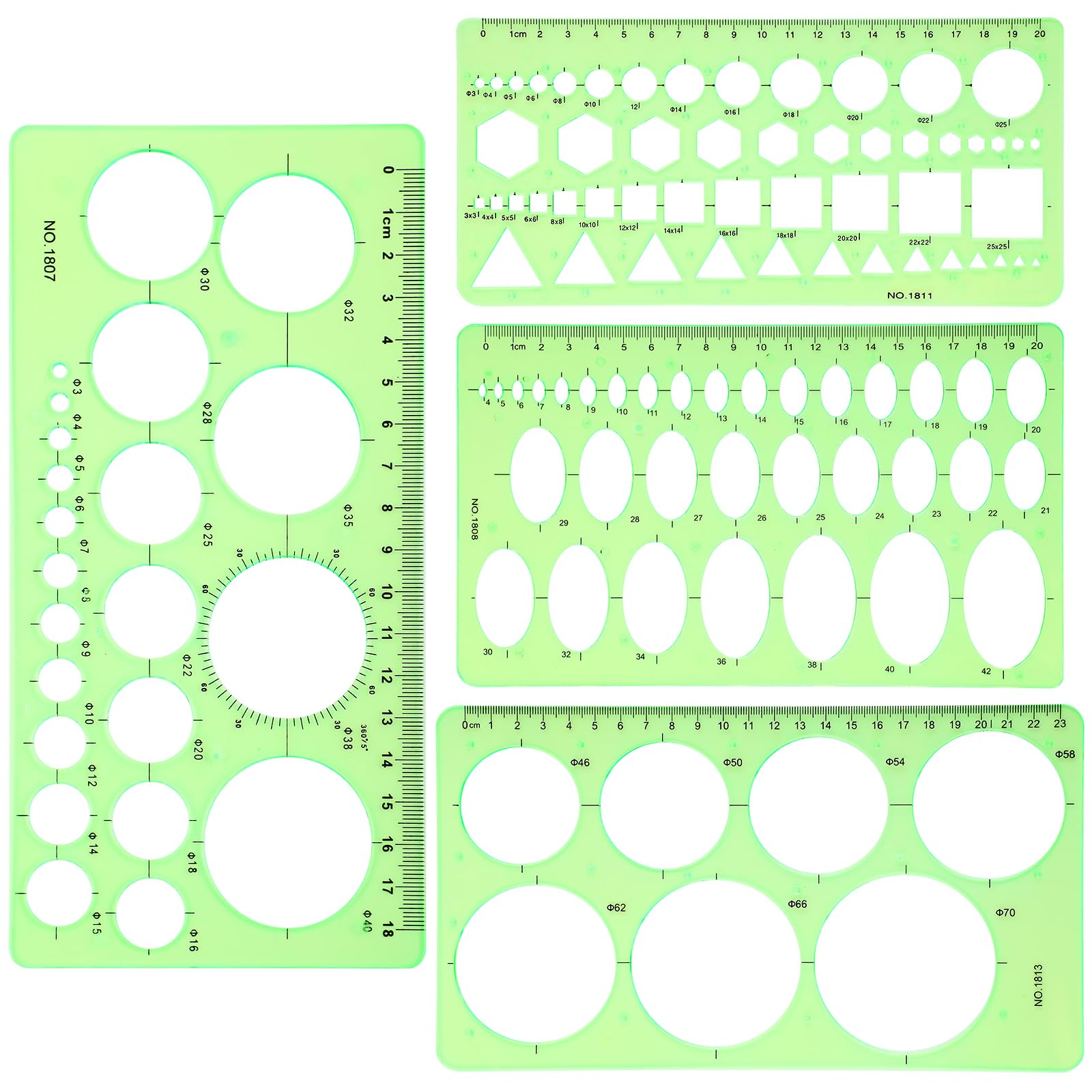 Dimeho Kreisschablone Technisches Zeichnen, 4 Stück Kreisschablone zum ...